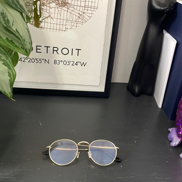 Accessories | Classic Round Metal Blue Light Glasses Gold | Poshmark
